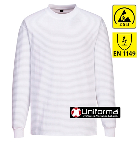Camiseta ESD Disipativa Anti-estática Manga Larga